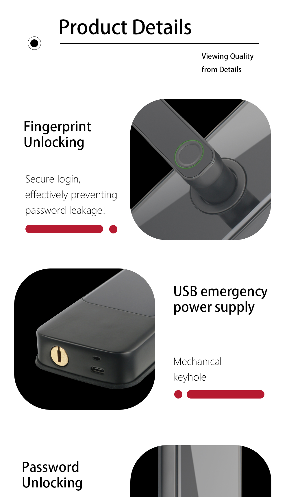 Fingerprint Aluminum Alloy Tuya WiFi Keypad Smart 6068 Mortise Entry ...