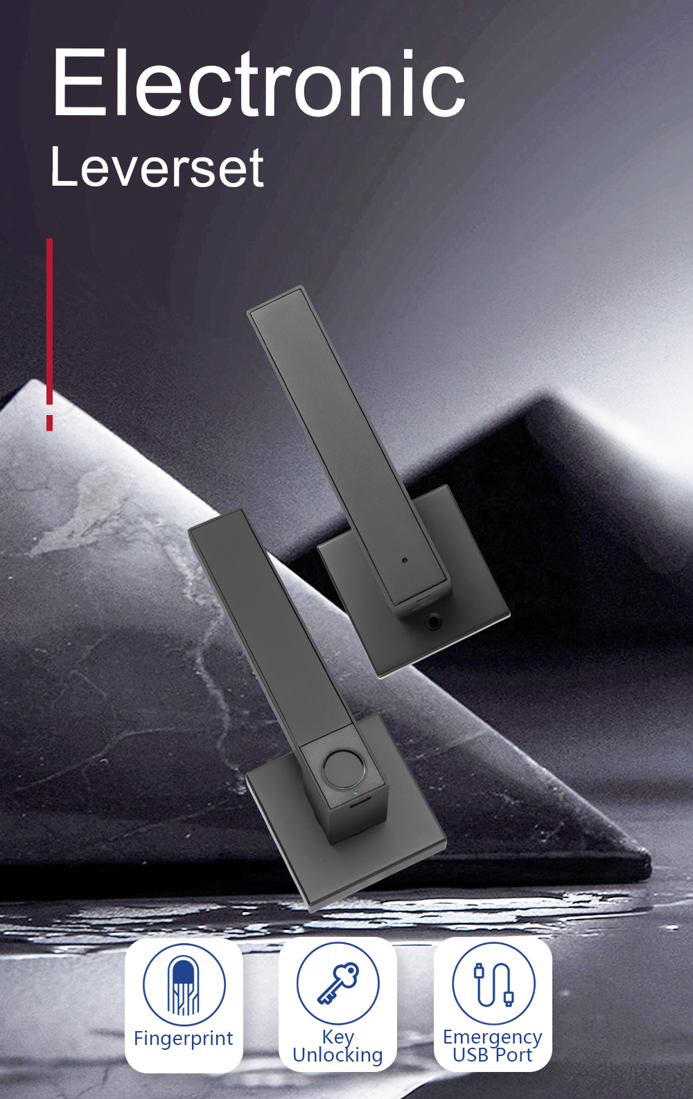 Keyless Lever Smart Door Lock Backset Adjustable 60/70mm Digital ...